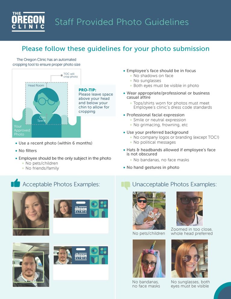 Staff Provided Photo Guidelines | The Oregon Clinic