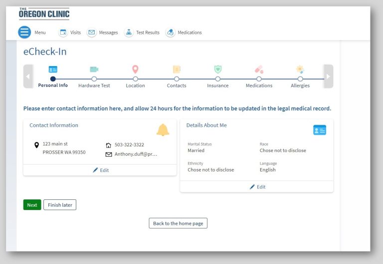 eCheck-In Information | The Oregon Clinic